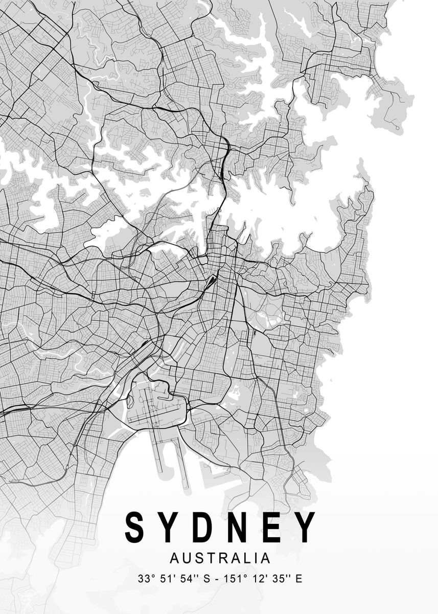 'Sydney Light Map' Poster, picture, metal print, paint by DesignerMind ...