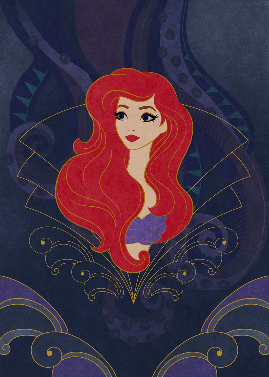 'Ariel Deco Motif' Poster, picture, metal print, paint by Disney ...
