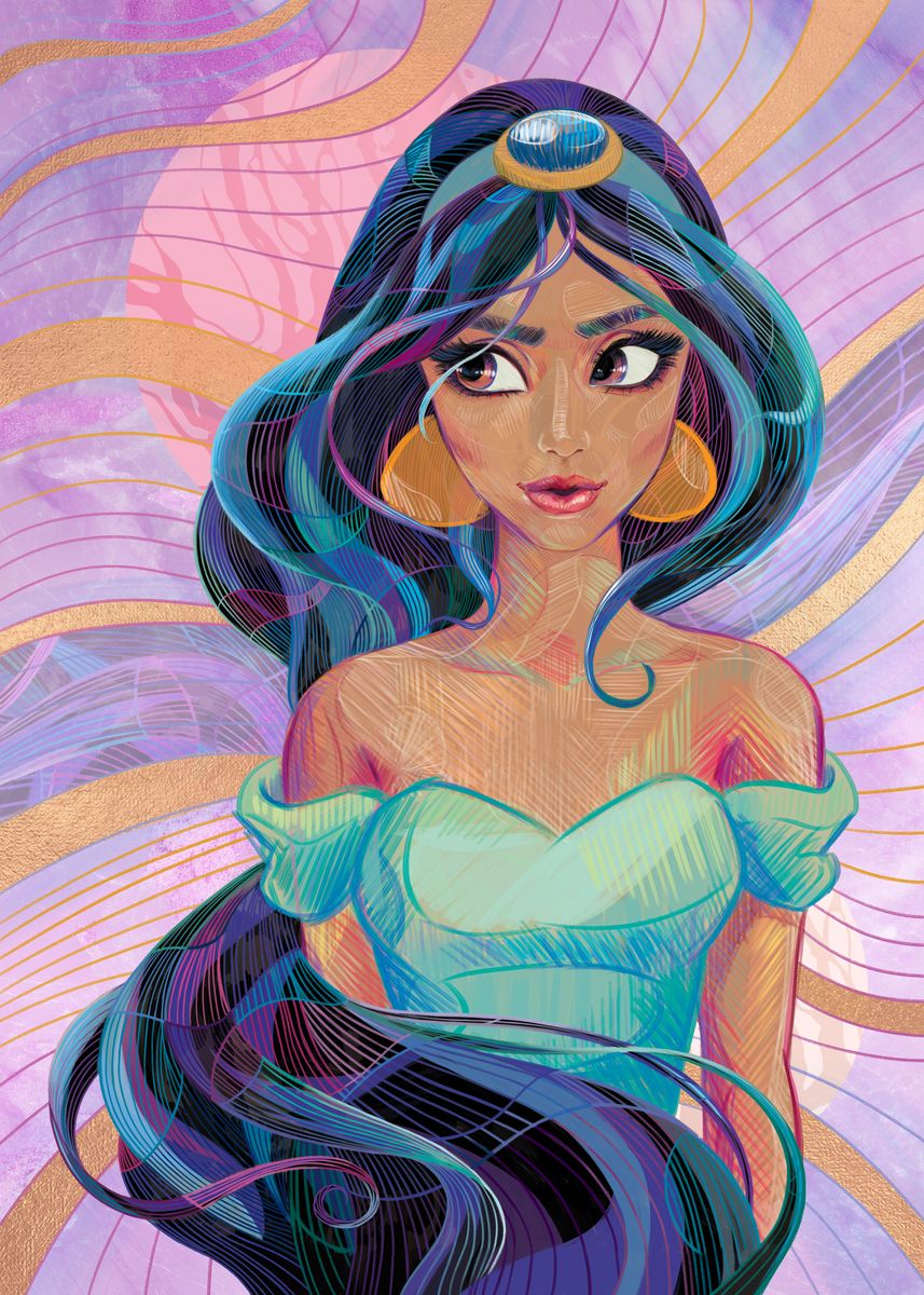 'Colored Pencil Jasmine' Poster, picture, metal print, paint by Disney ...