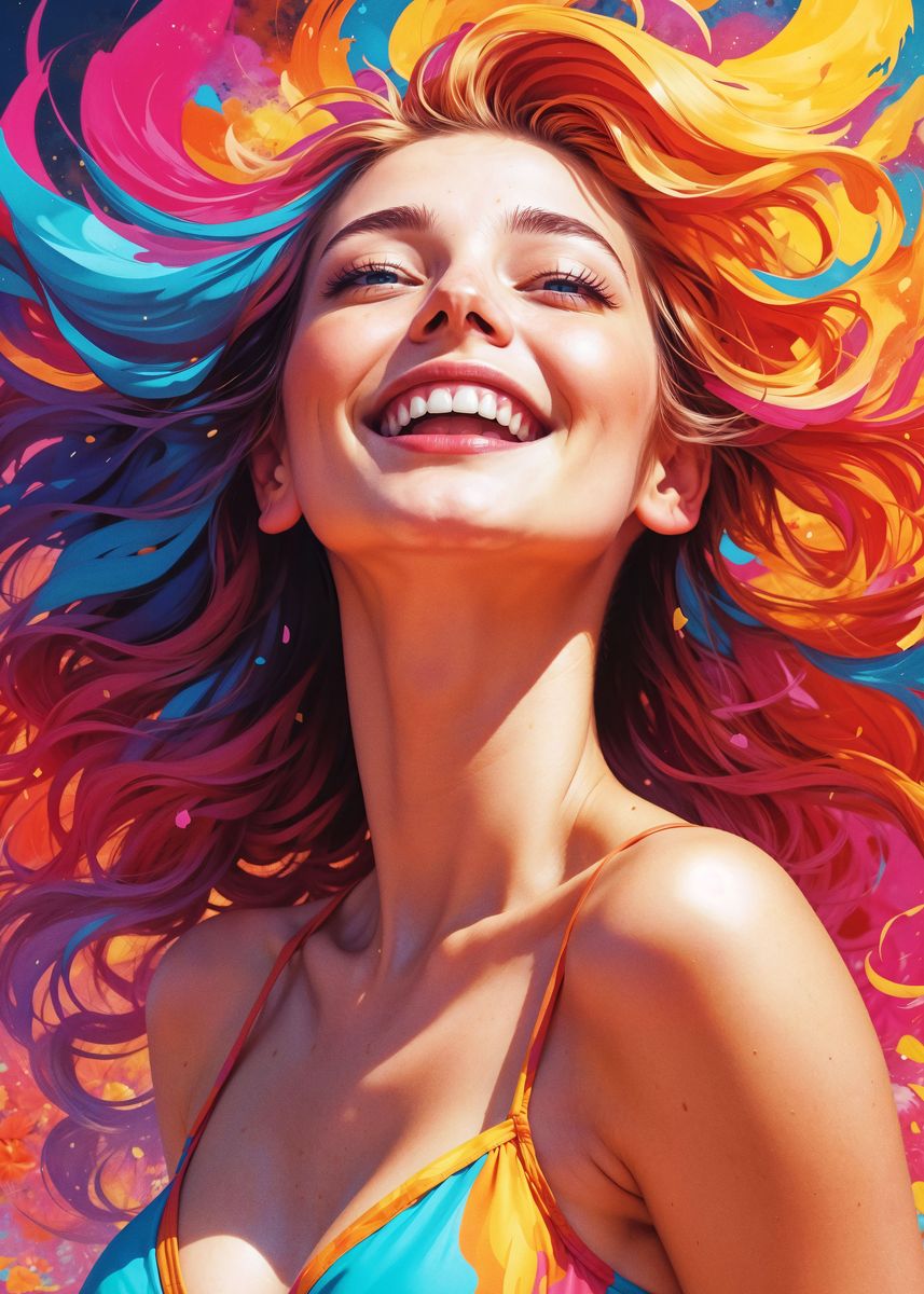 'happiness and Vibrant Joy' Poster, picture, metal print, paint by ...