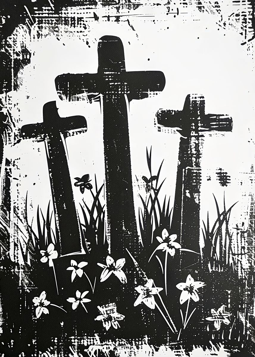'Three Crosses' Poster, picture, metal print, paint by The creative Hub ...