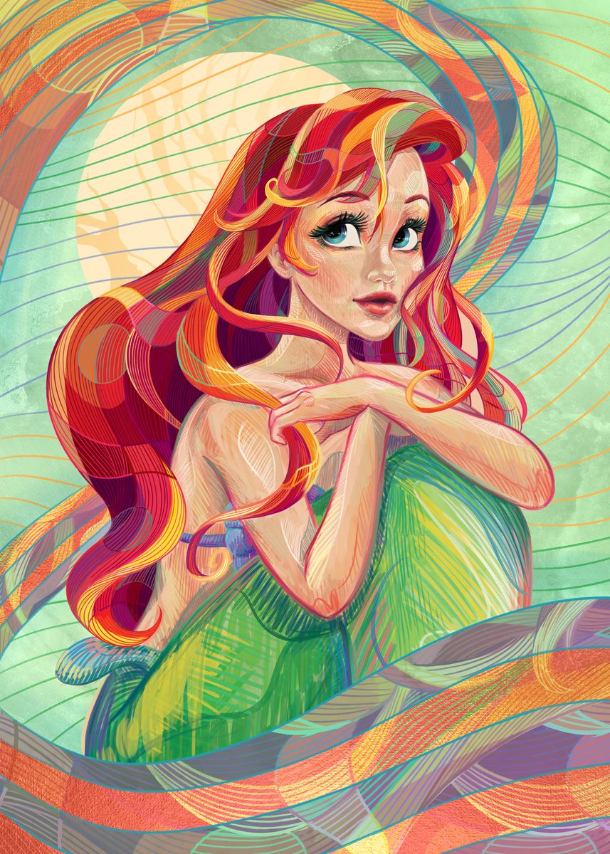 'Colored Pencil Ariel' Poster, picture, metal print, paint by Disney ...
