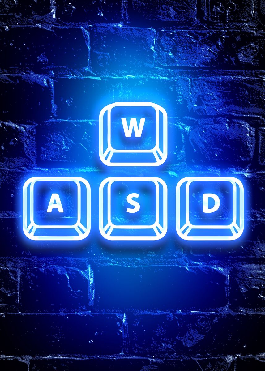 'WASD pc gamer' Poster, picture, metal print, paint by Kitty Kit | Displate