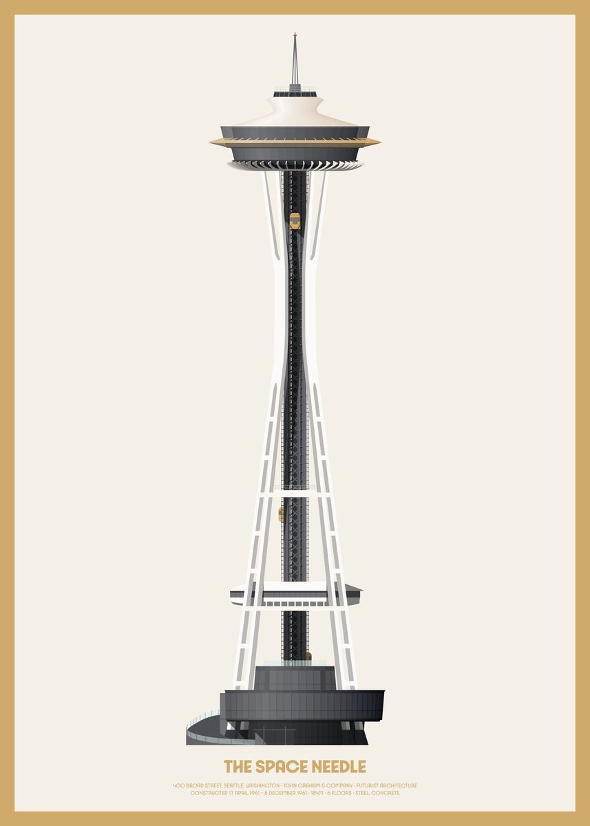 'The Seattle Space Needle' Poster, picture, metal print, paint by aio ...