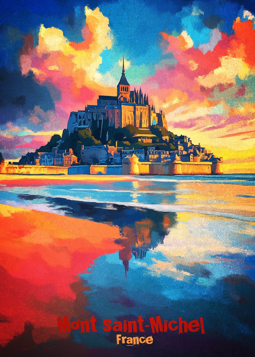 'Mont Saint Michel Art' Poster, picture, metal print, paint by Mehdi ...
