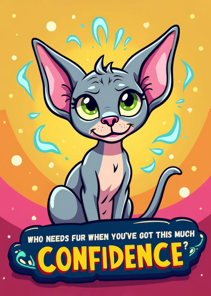 'Confidence A Sphynx cat ' Poster, picture, metal print, paint by The ...