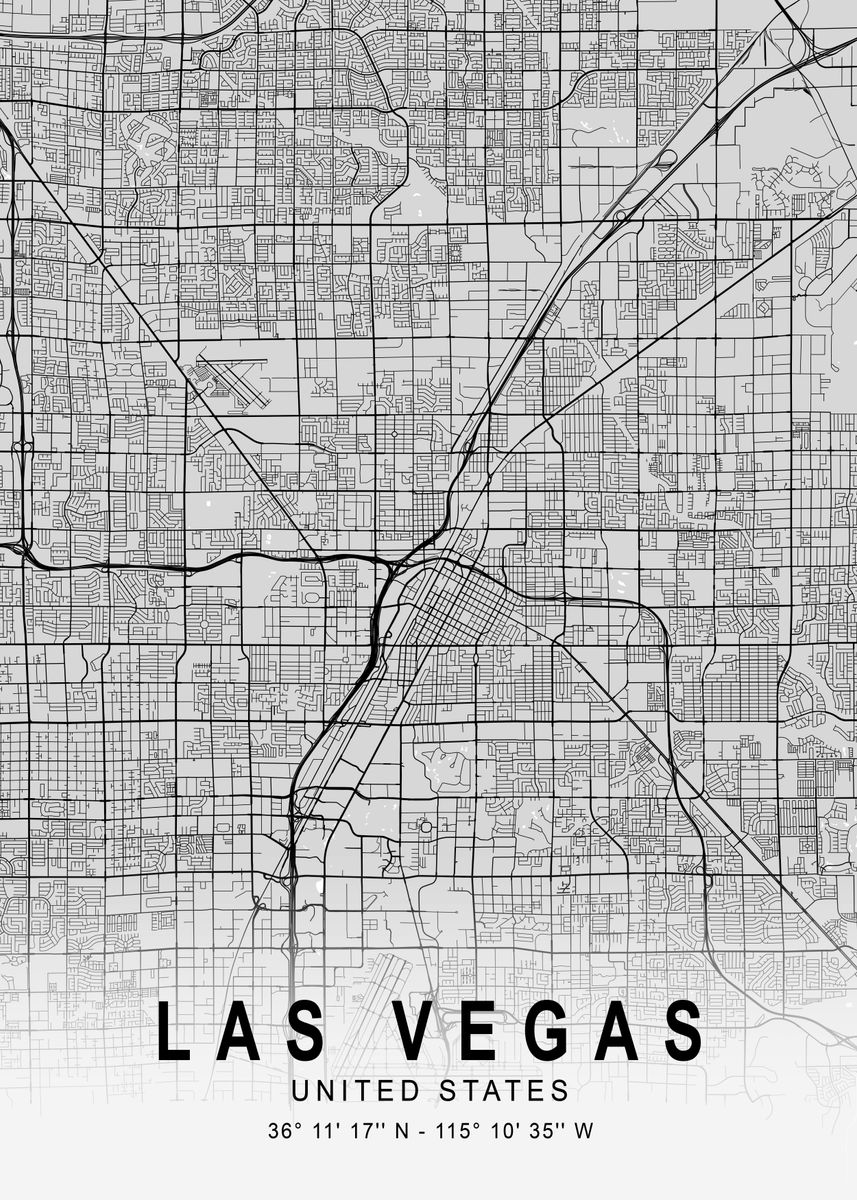 'Las Vegas Light Map' Poster, picture, metal print, paint by ...