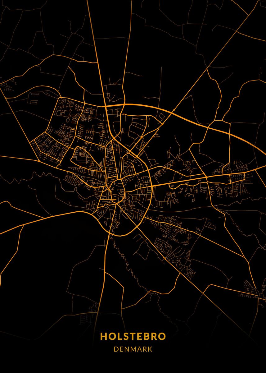 'Holstebro City Map Gold' Poster, picture, metal print, paint by Trulaf Design | Displate