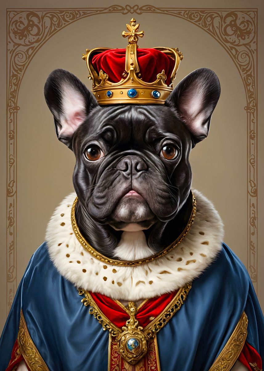 'French Bulldog King' Poster, picture, metal print, paint by Illust ...