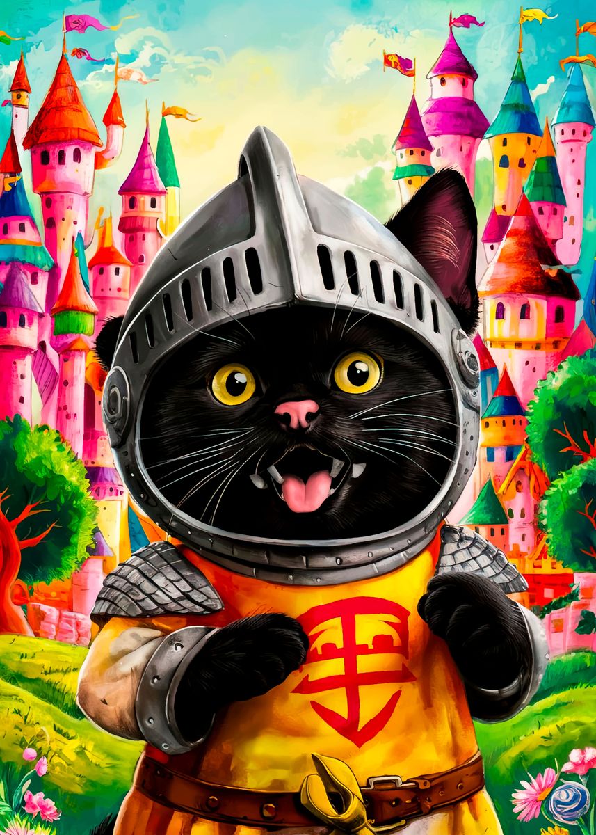 'Medieval Cat' Poster, picture, metal print, paint by Reflection Quotes ...