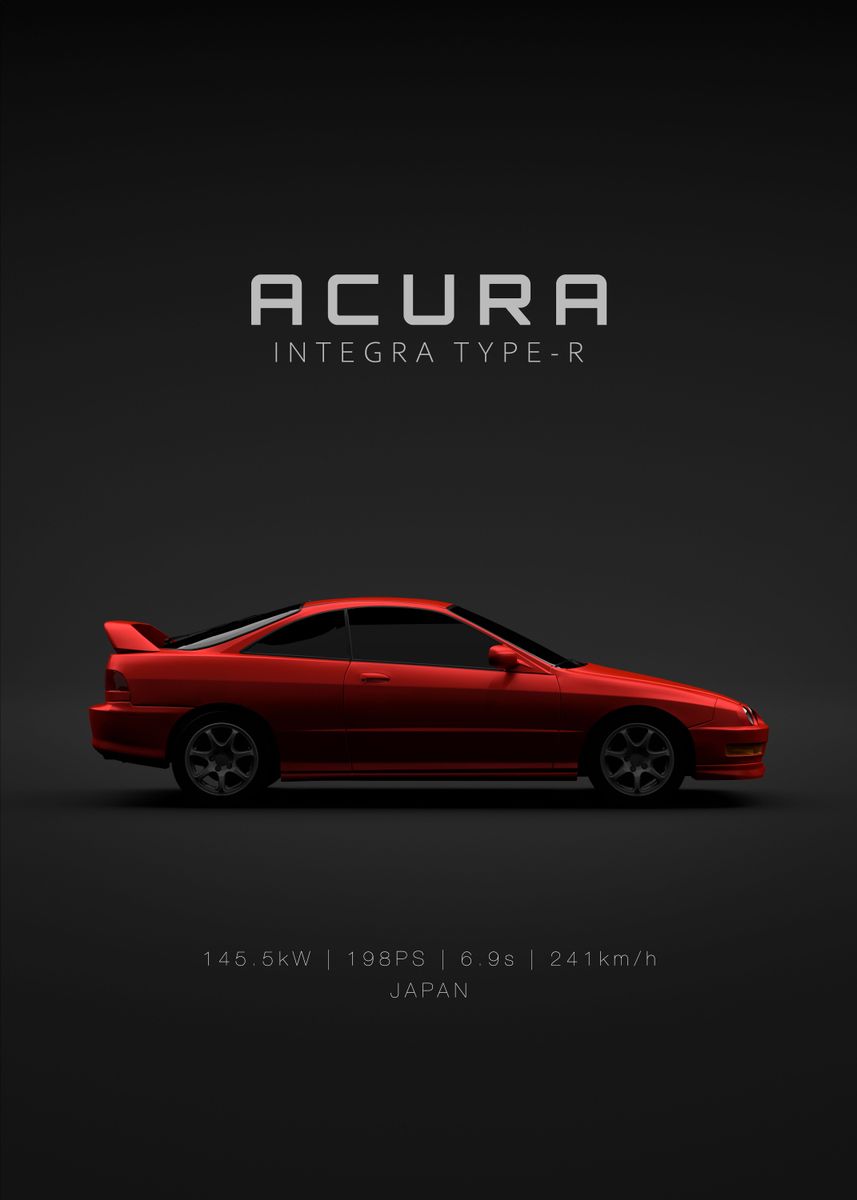 'Integra Type R Red Specs ' Poster, picture, metal print, paint by 21 ...