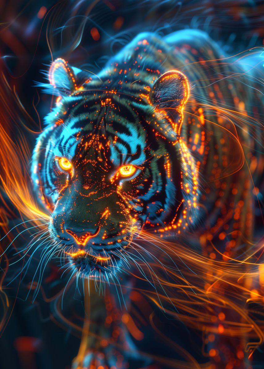 'Glowing Tiger In Nature' Poster, picture, metal print, paint by Frank ...