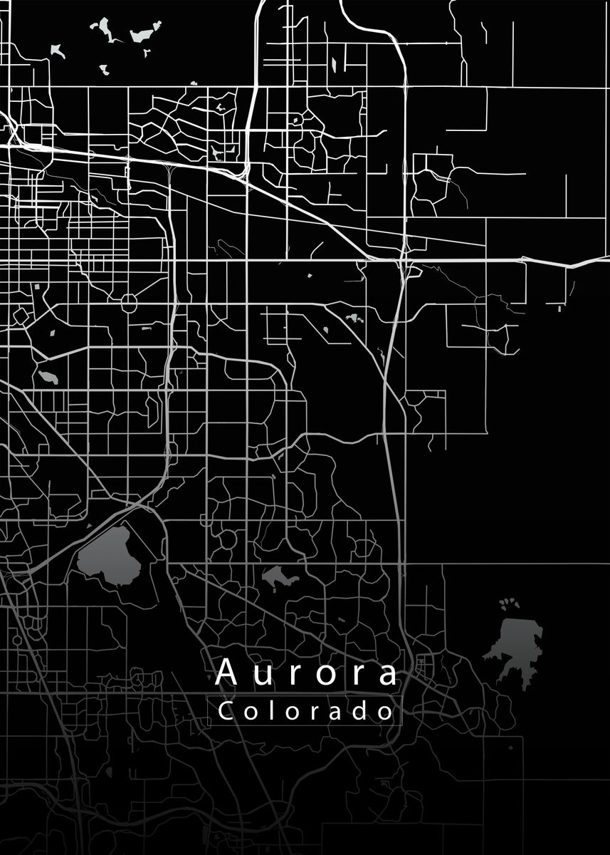 'Aurora Colorado City Map' Poster, picture, metal print, paint by ...
