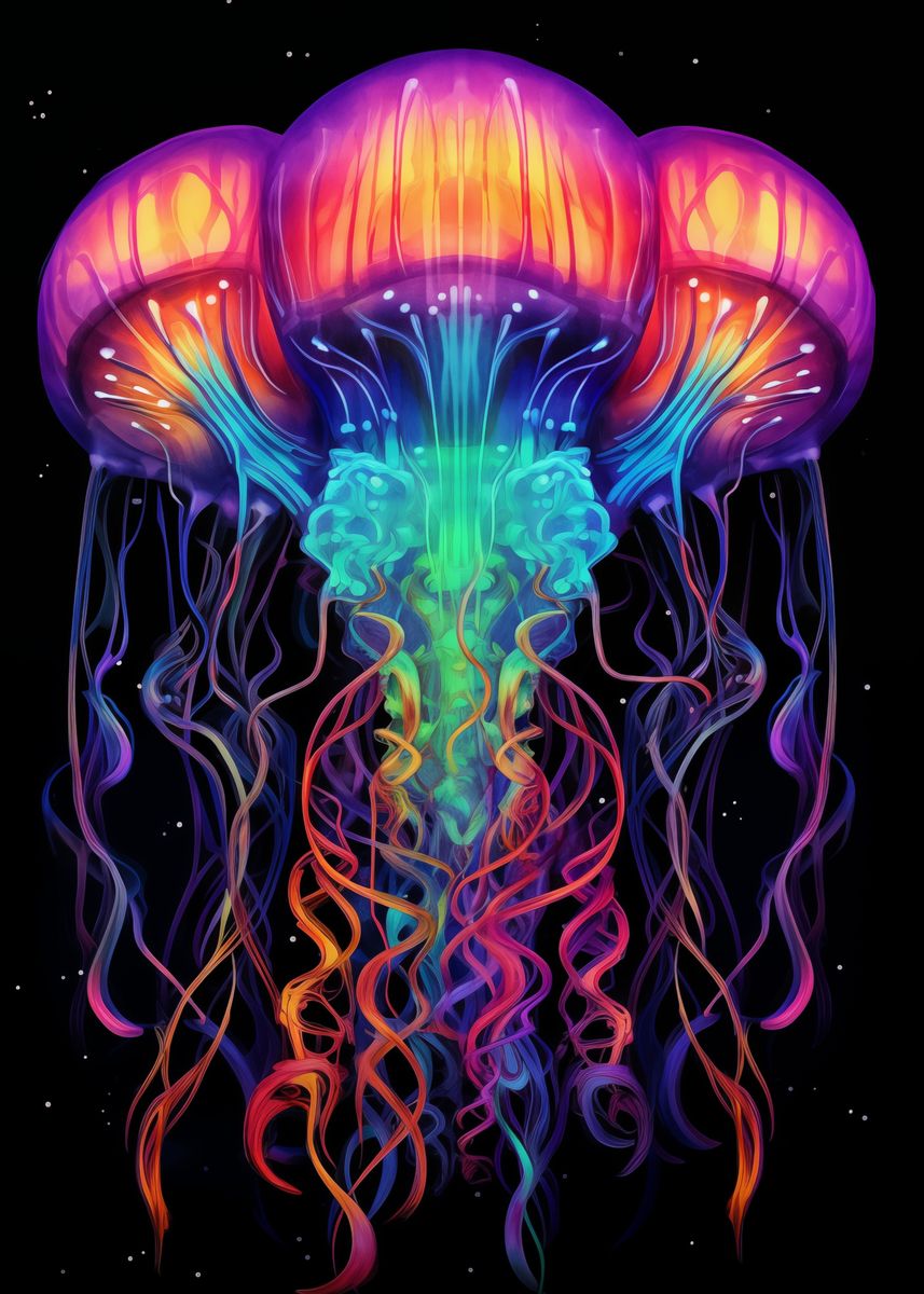 'Psychedelic Jellyfish No2' Poster, picture, metal print, paint by Boot ...