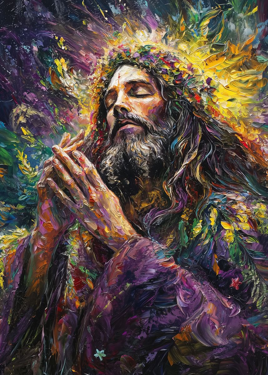 'Jesus Prayer' Poster, picture, metal print, paint by Tollaru | Displate