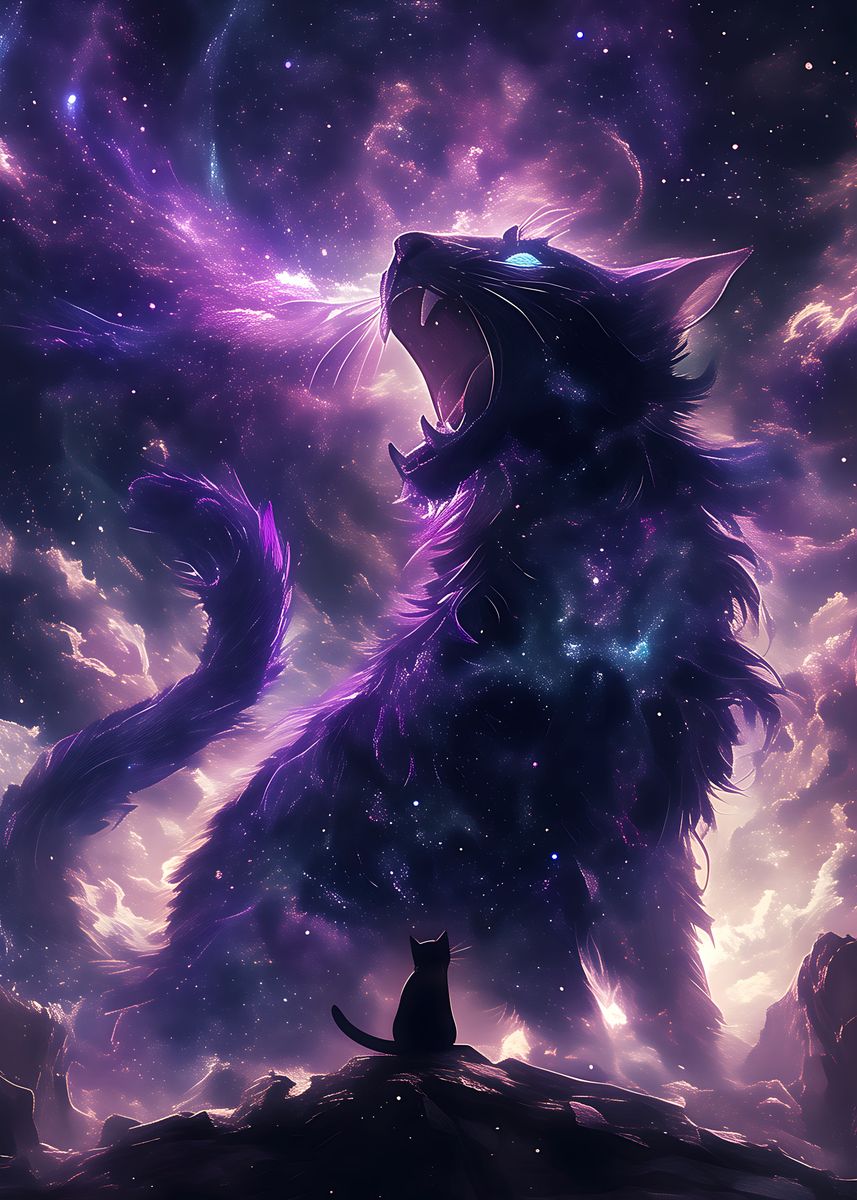 'The Purple God of Cats' Poster, picture, metal print, paint by ...