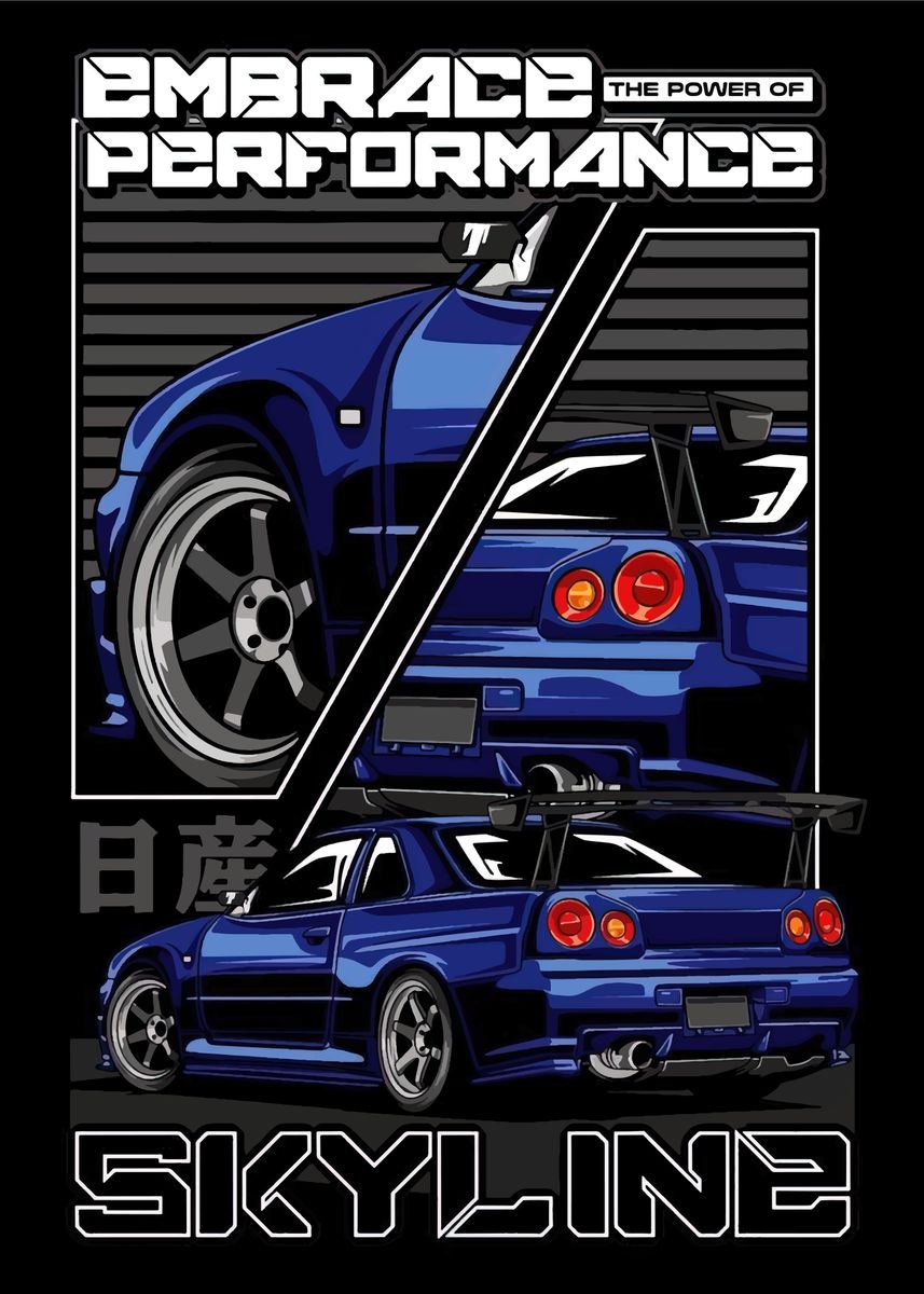 'Nissan Skyline' Poster, picture, metal print, paint by SoBo | Displate