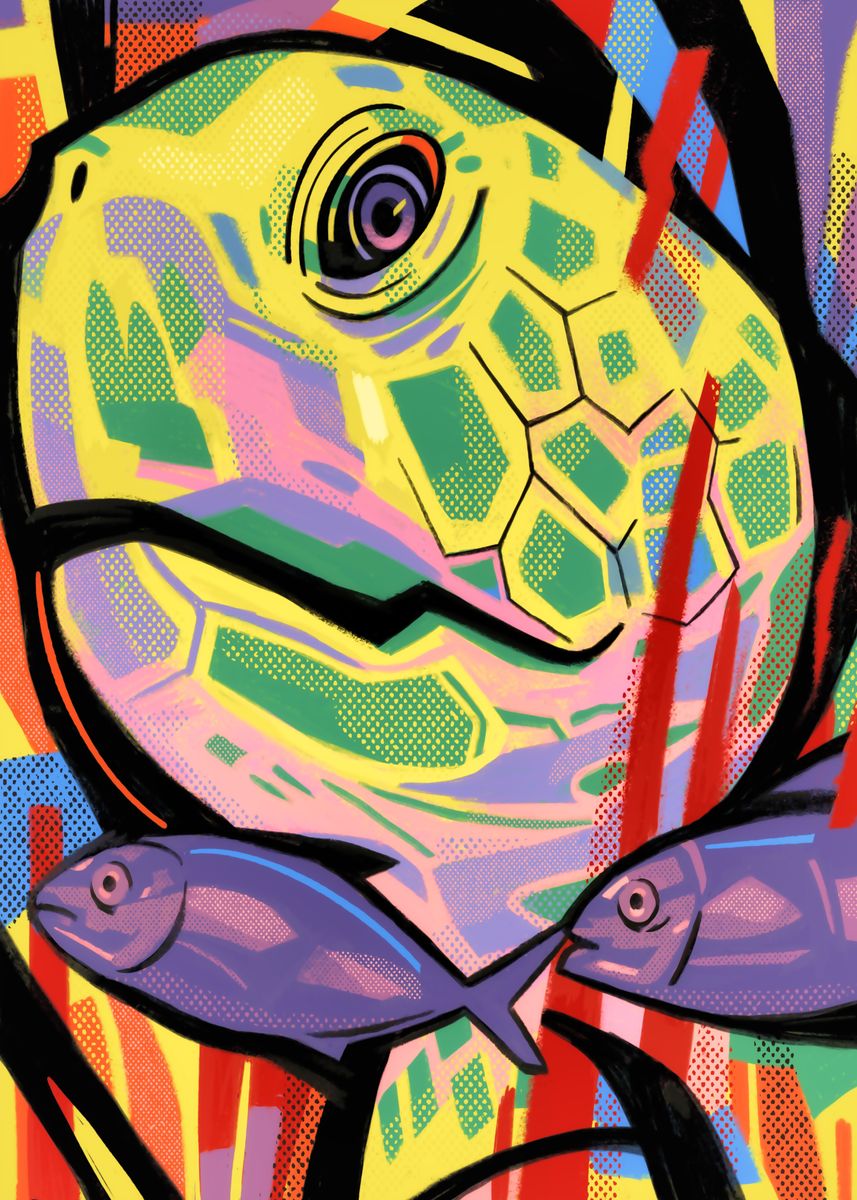'The turtles' Poster, picture, metal print, paint by Andira Putra ...