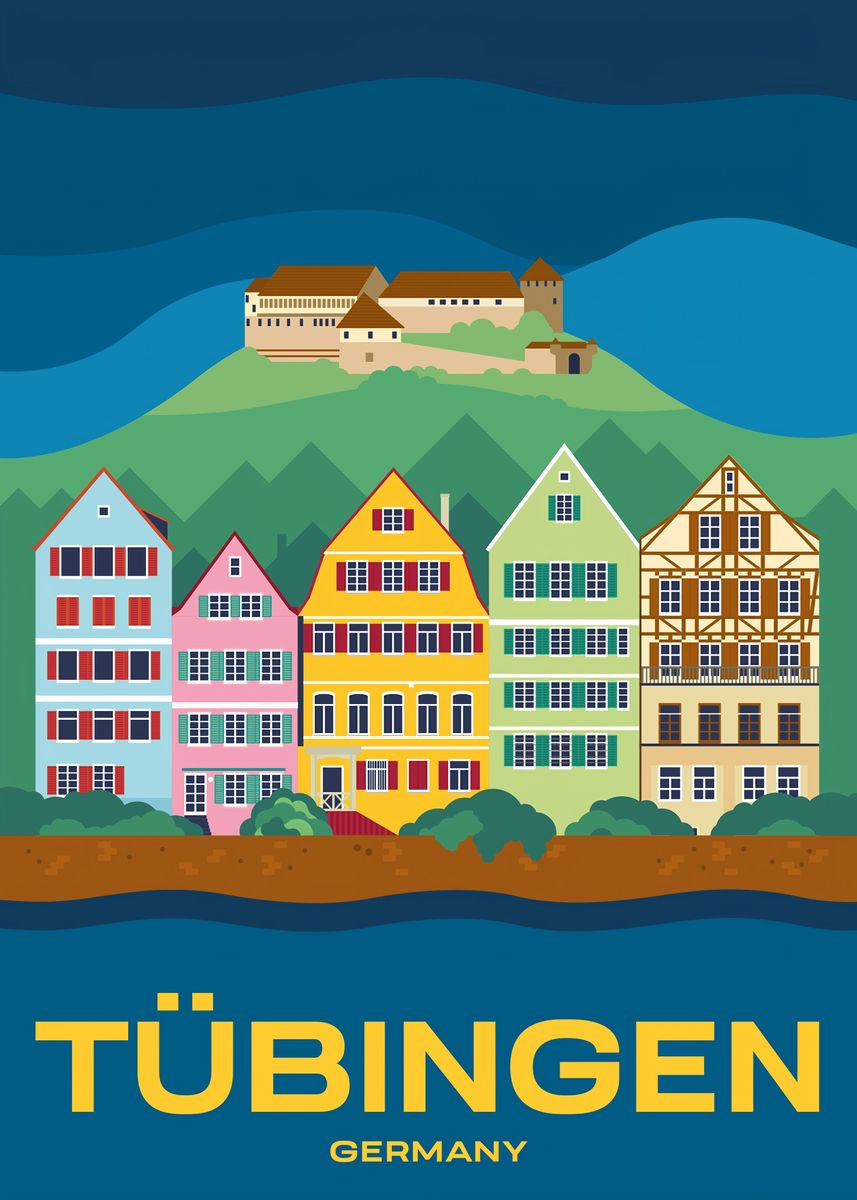 'tubingen cityscape' Poster, picture, metal print, paint by Dabelyu ...
