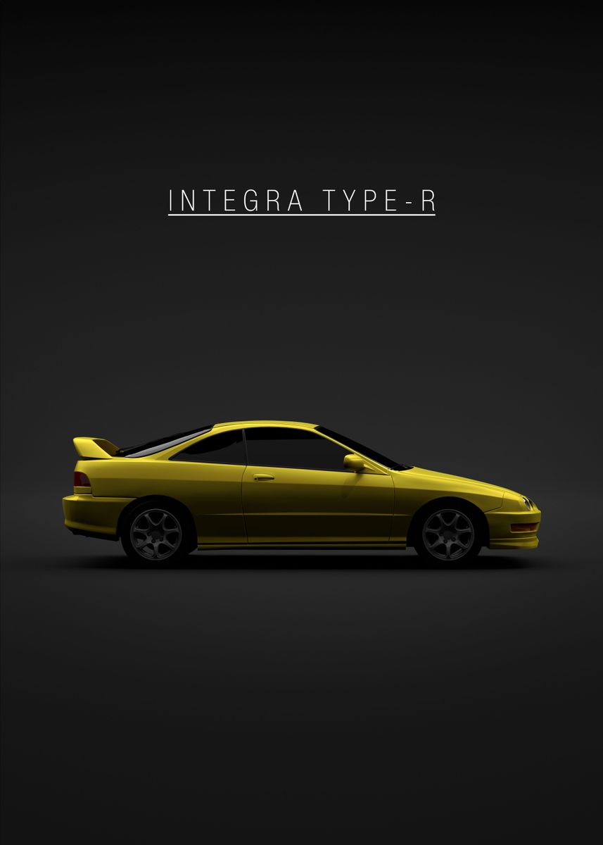 'Yellow Integra Type R ' Poster, picture, metal print, paint by 21 MXM ...