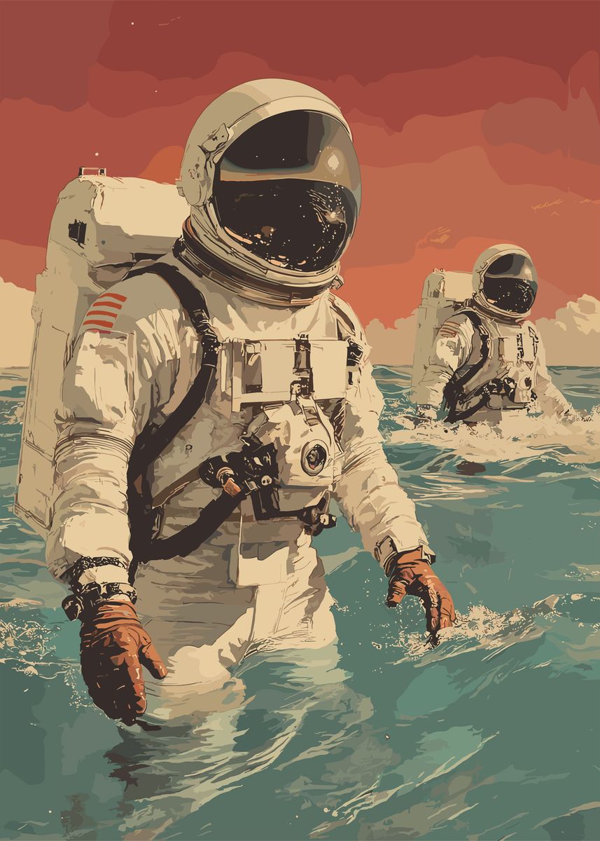 'Ocean Astronaut' Poster, picture, metal print, paint by Coffee Design ...