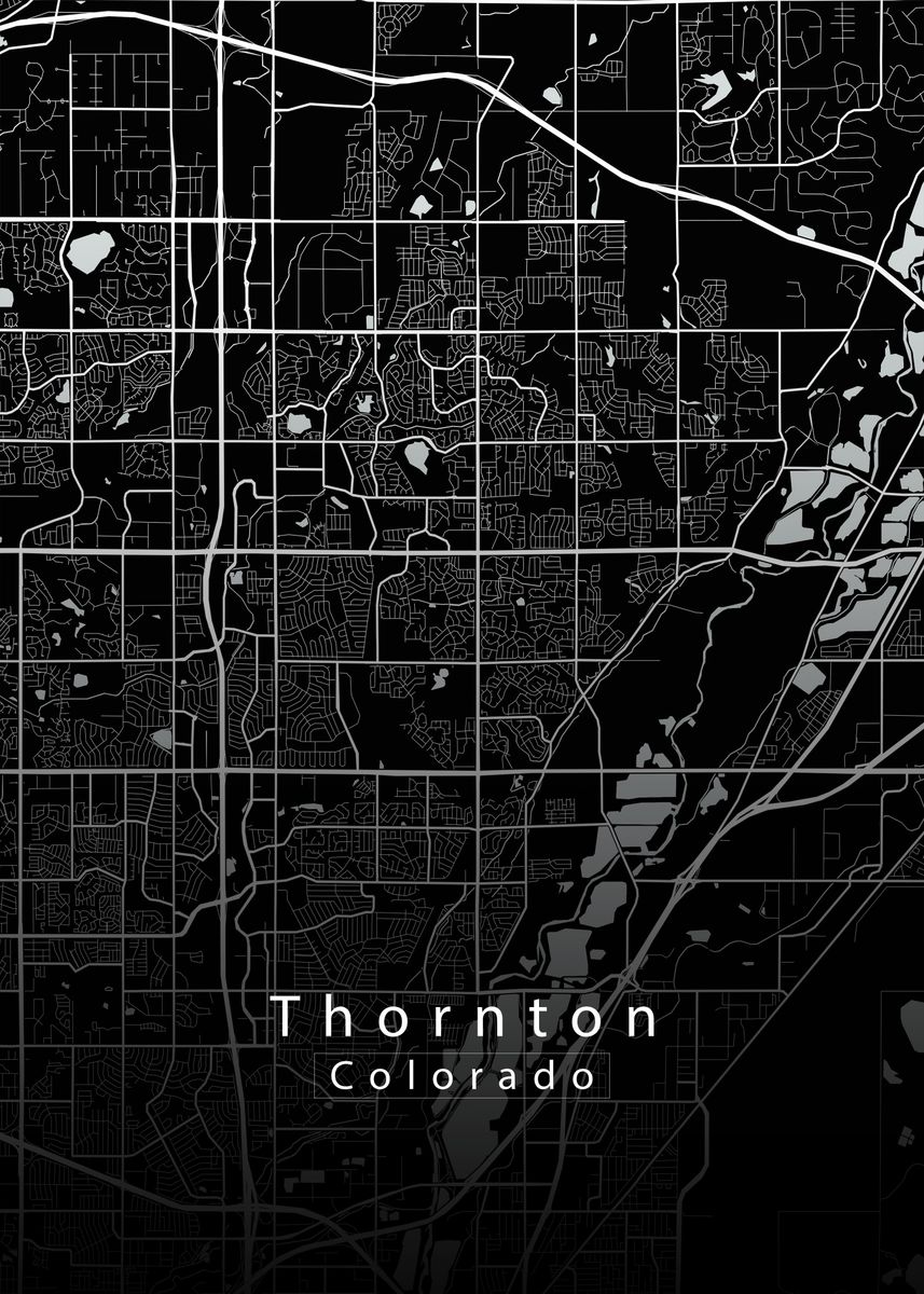 'Thornton Colorado City Map' Poster, picture, metal print, paint by ...