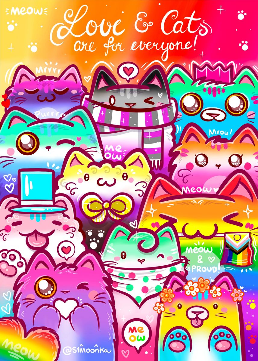 'Bunch of Pride cats' Poster, picture, metal print, paint by S1MoonKa ...