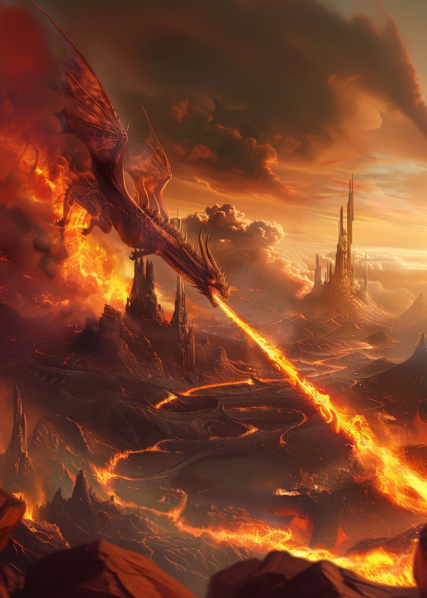 'Wrath of the Fire Dragon' Poster, picture, metal print, paint by ...