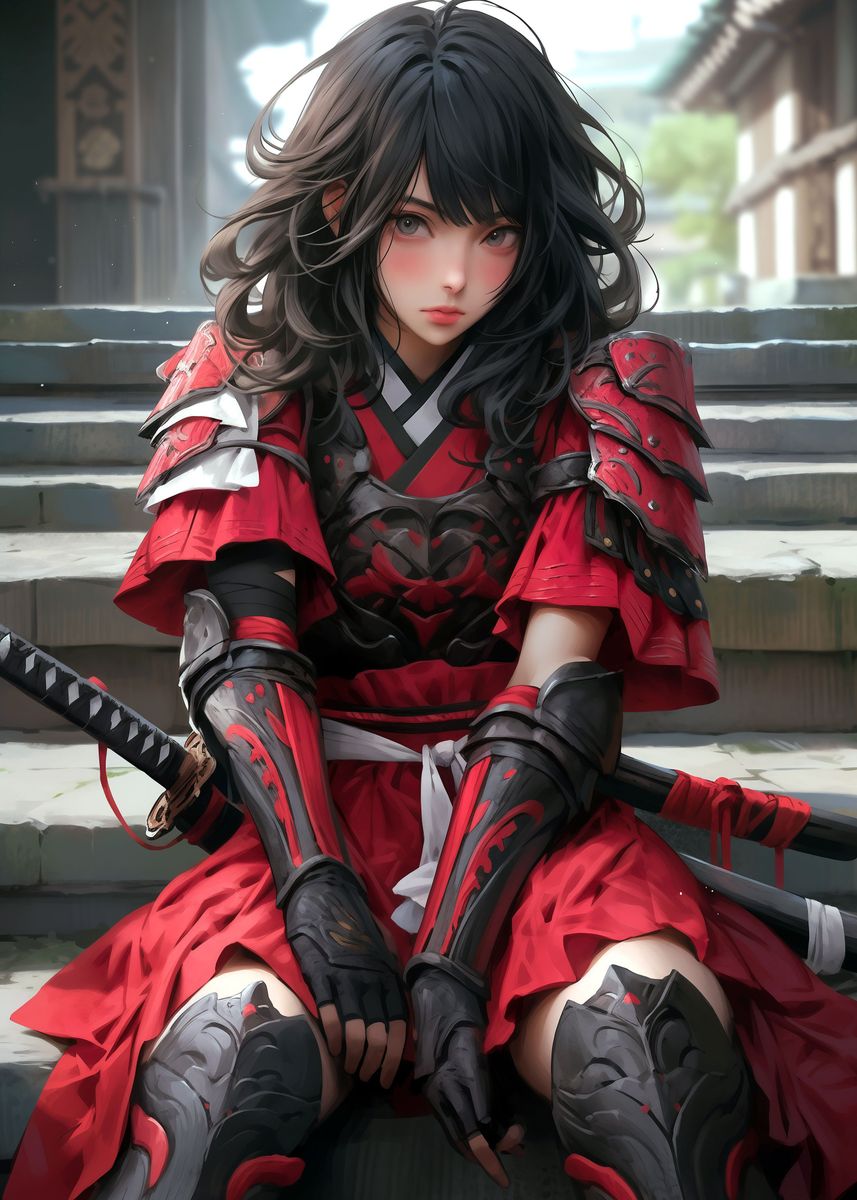 'Cute Samurai Girl Assassin' Poster, picture, metal print, paint by ...