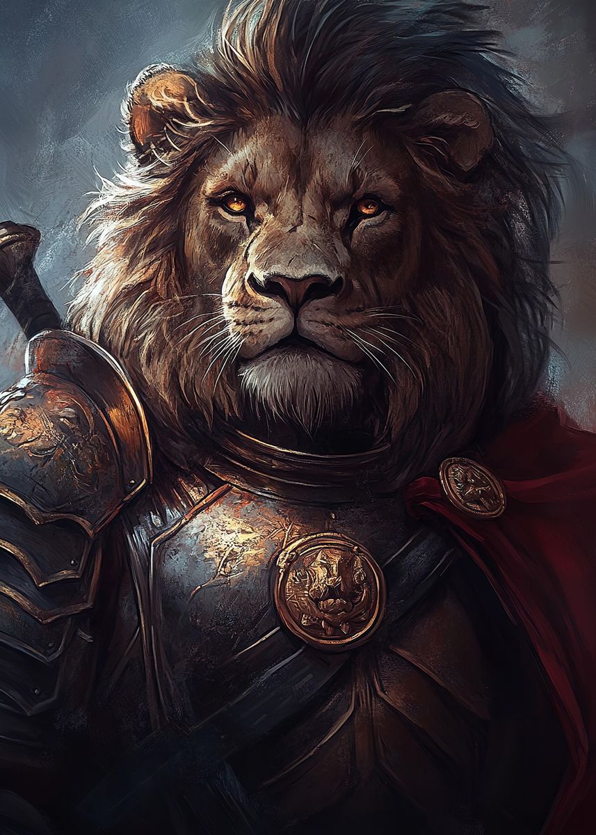 'Heroic Lion Samurai' Poster, picture, metal print, paint by ...