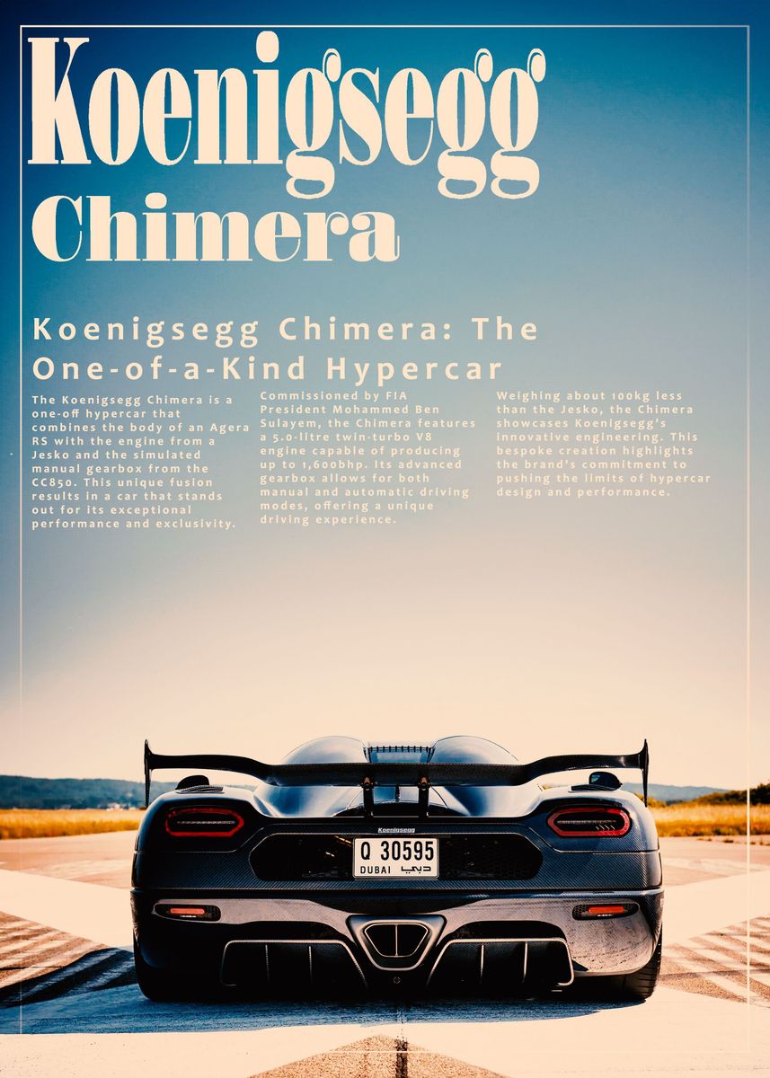 'Chimera Super Car Poster' Poster, picture, metal print, paint by ...
