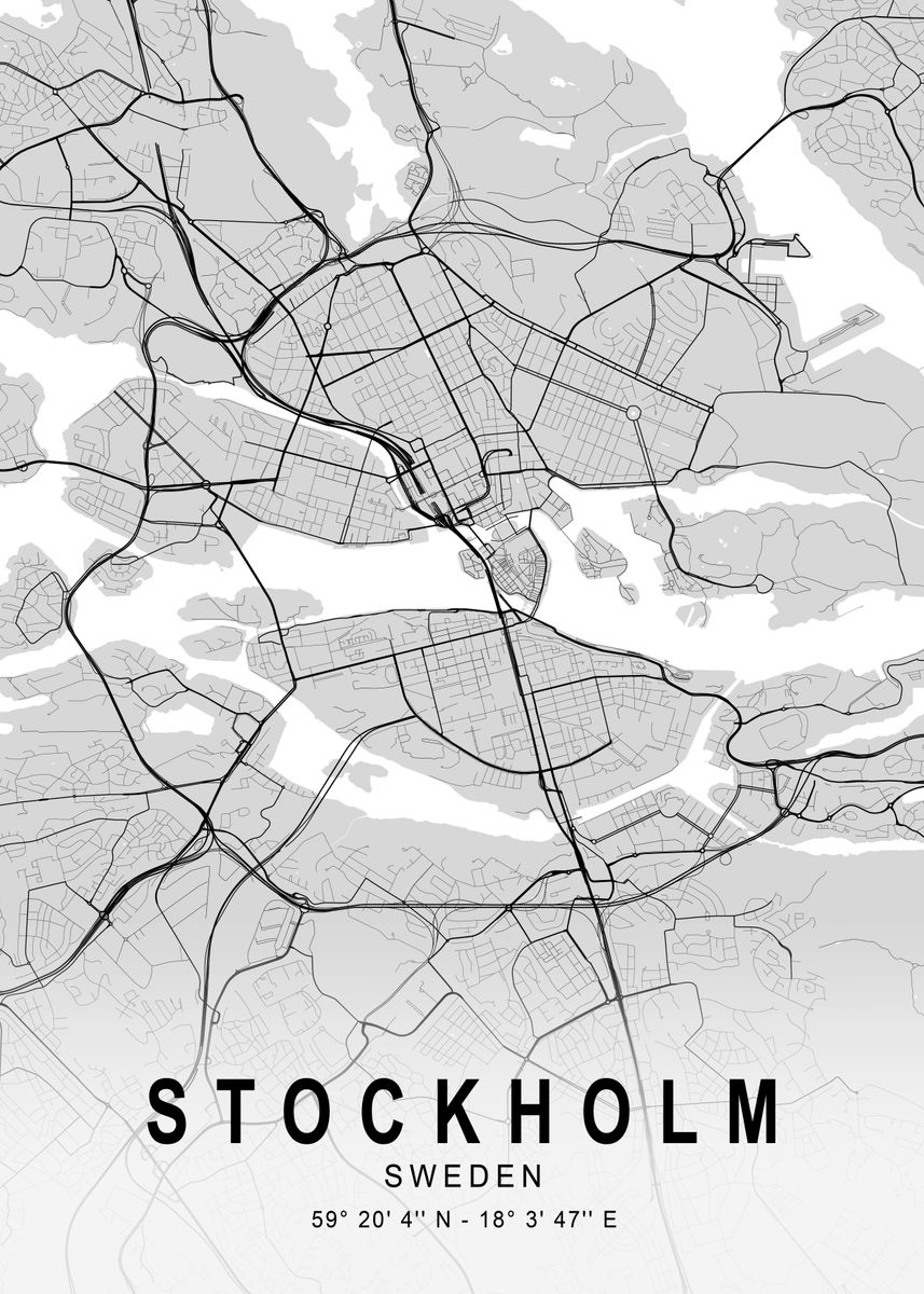 'Stockholm Light Map' Poster, picture, metal print, paint by ...