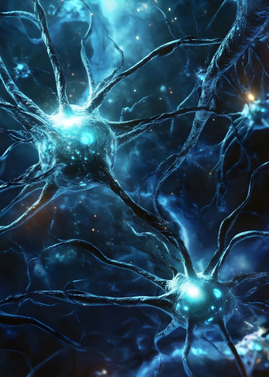 'Human neuronal connections' Poster, picture, metal print, paint by ...