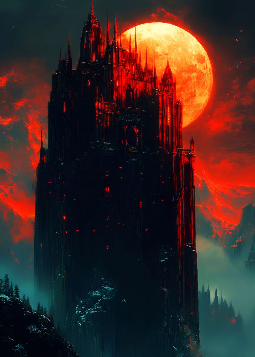 'Vampire Lord Moon Castle ' Poster, picture, metal print, paint by ...