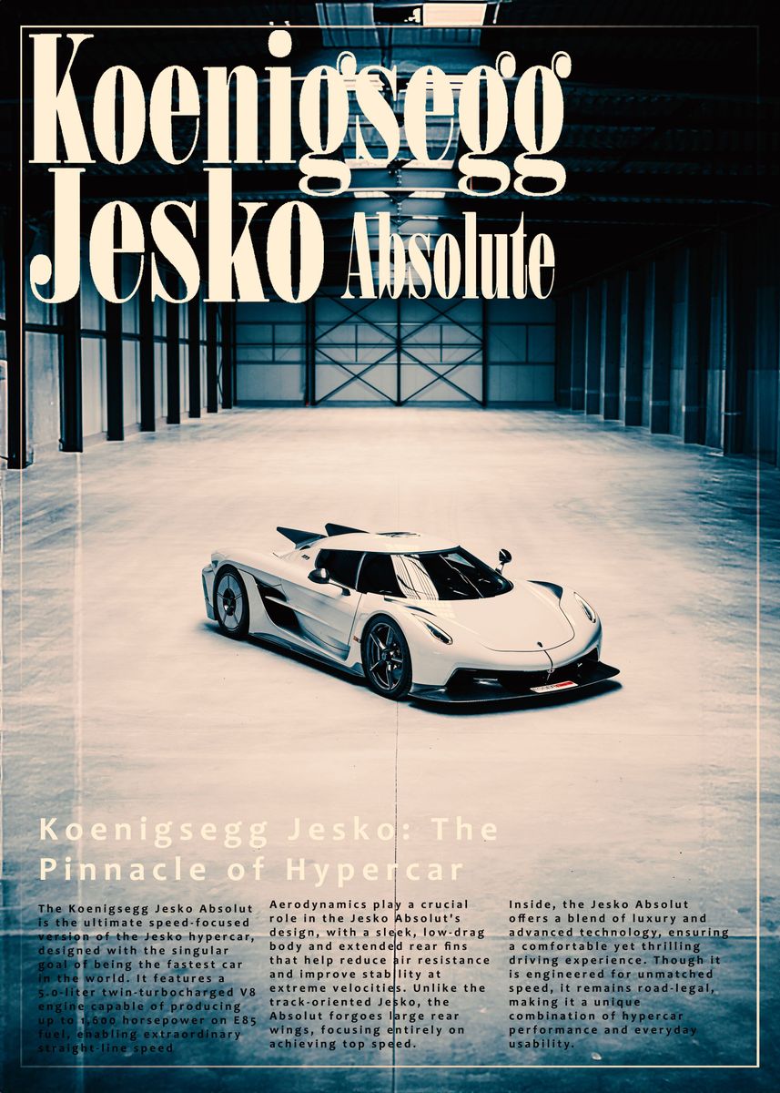 'Jesko Absolute Aesthetic' Poster, picture, metal print, paint by ...