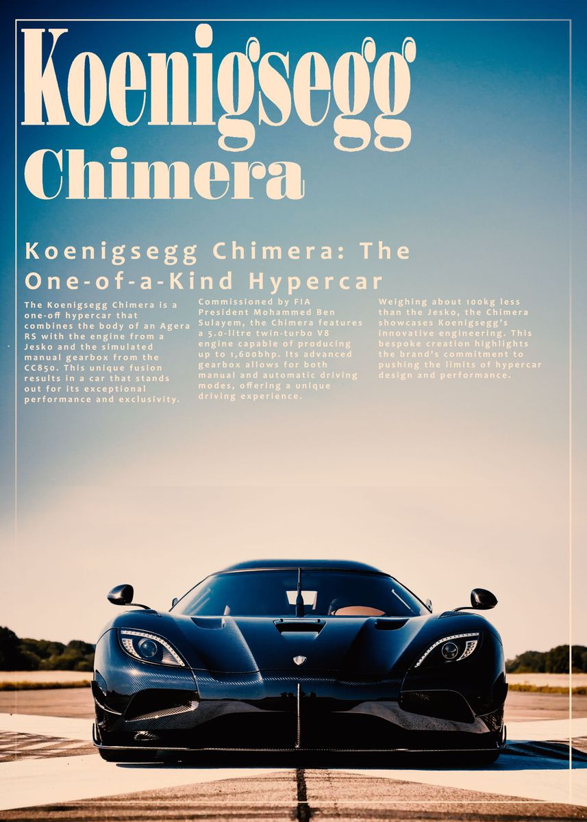 'Koenigsegg Chimera Car' Poster, picture, metal print, paint by Vineet ...