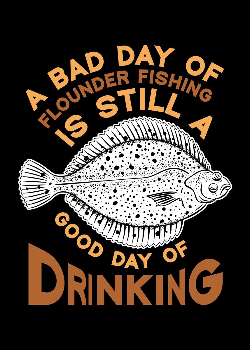 'Flounder Fishing Design' Poster, picture, metal print, paint by ...