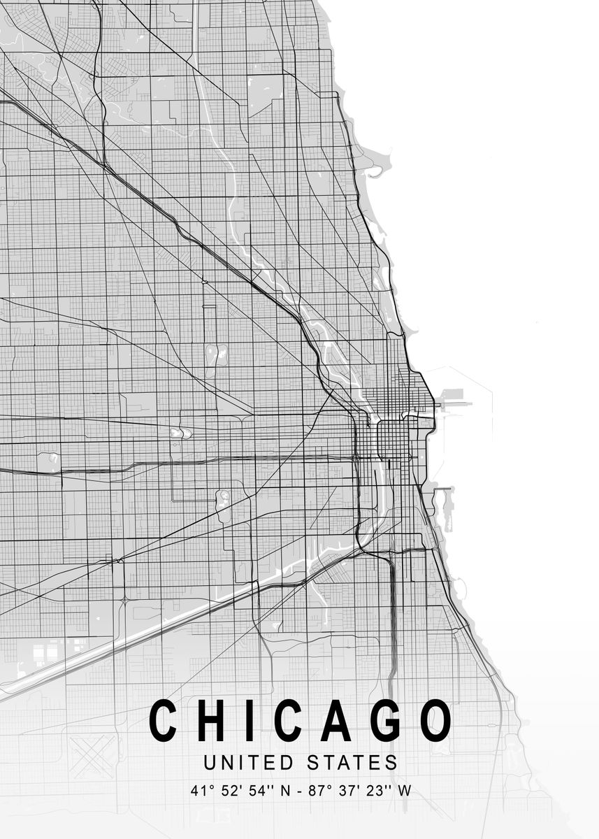 'Chicago Light Map' Poster, picture, metal print, paint by DesignerMind ...