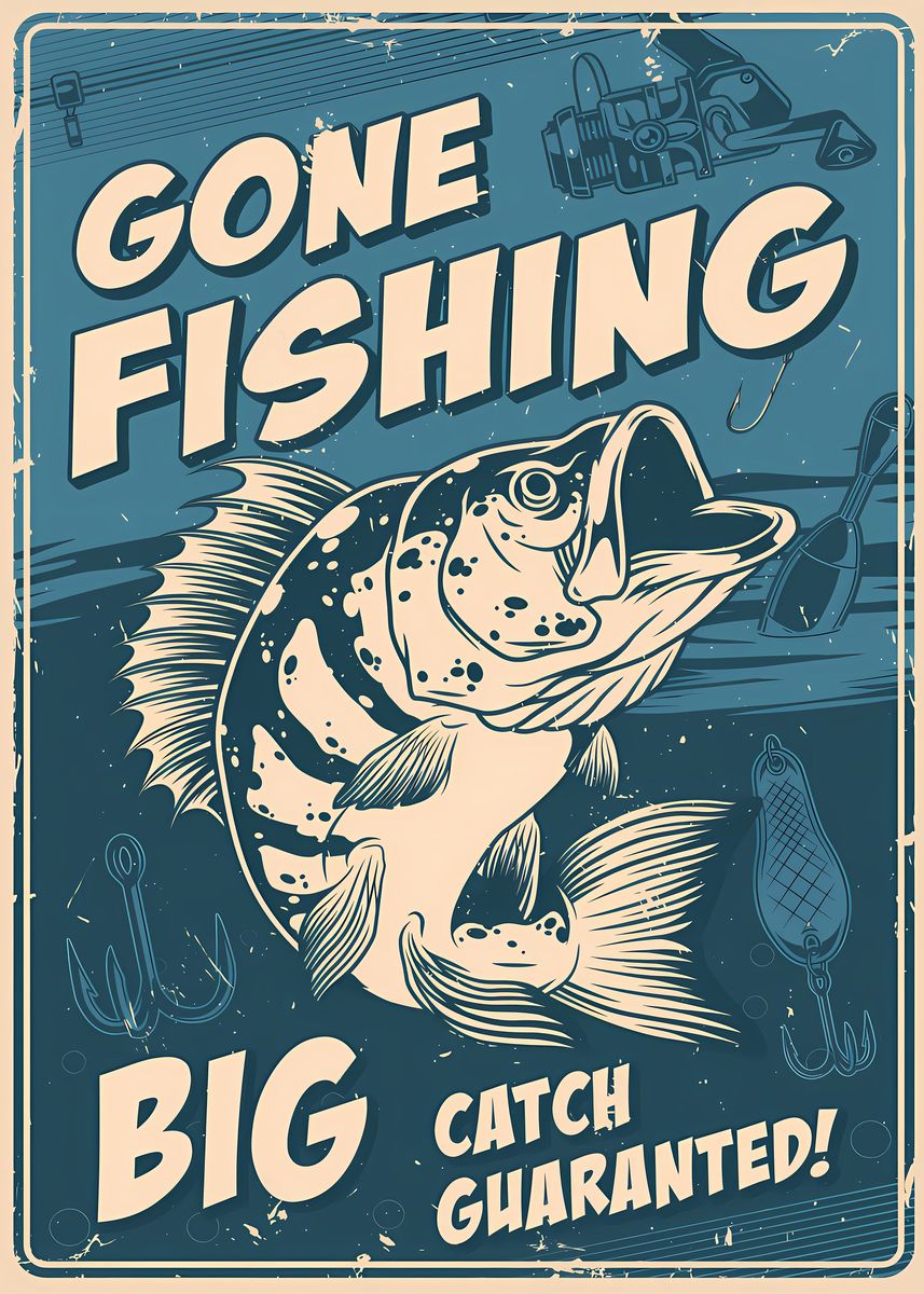 'funny fishing poster ' Poster, picture, metal print, paint by Top new ...