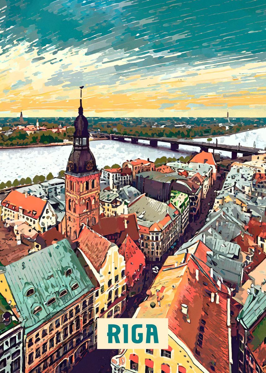 'Riga' Poster, picture, metal print, paint by Bo Kev | Displate