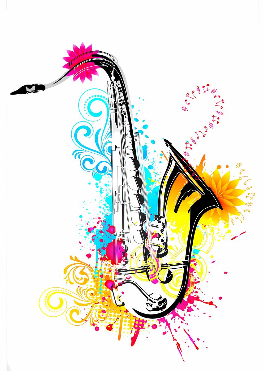 'Saxophone simple art ' Poster, picture, metal print, paint by Top new ...