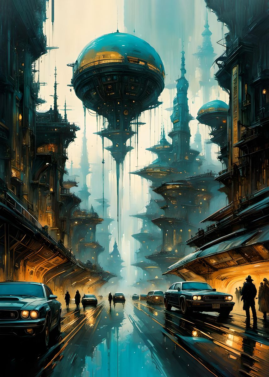 'Steampunk Futuristic City' Poster, picture, metal print, paint by Vira ...