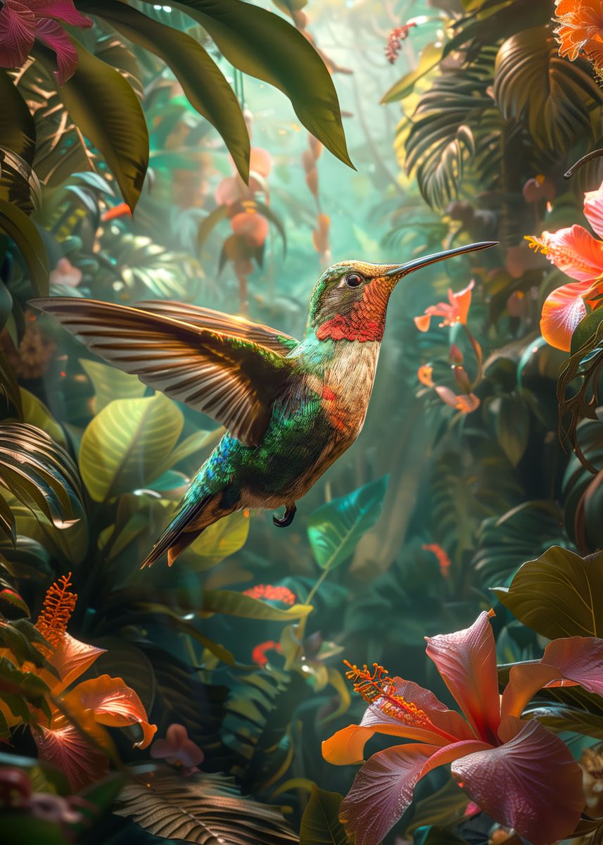 'Tropical Hummingbird' Poster, picture, metal print, paint by Aryan ...