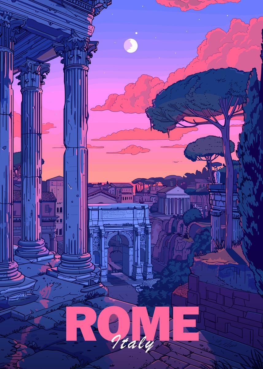 'Aesthetic Rome City' Poster, picture, metal print, paint by Adam Reed ...