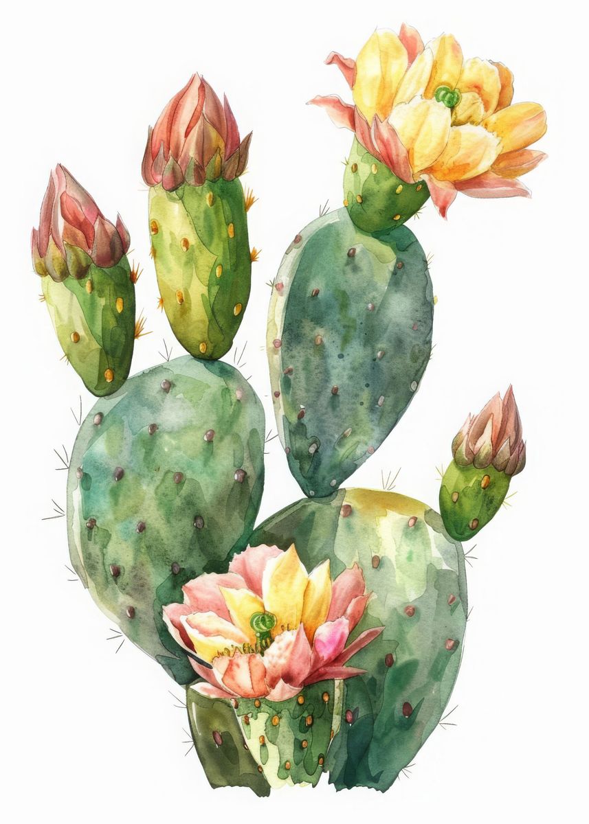 'Cactus Watercolor' Poster, picture, metal print, paint by Mason Scott ...