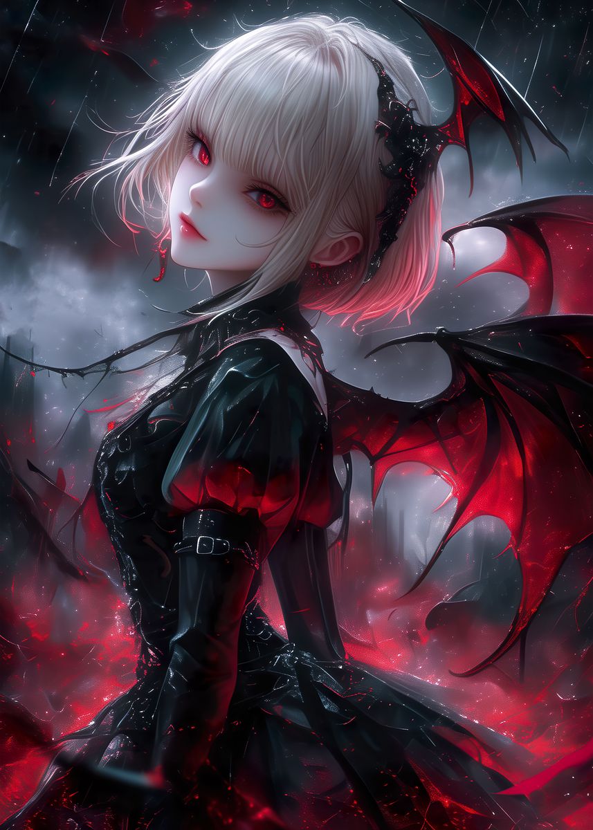 'Dragonfly Anime Girl' Poster, picture, metal print, paint by ...