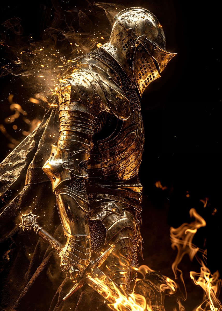 'inferno Medieval knight' Poster, picture, metal print, paint by Adel S ...