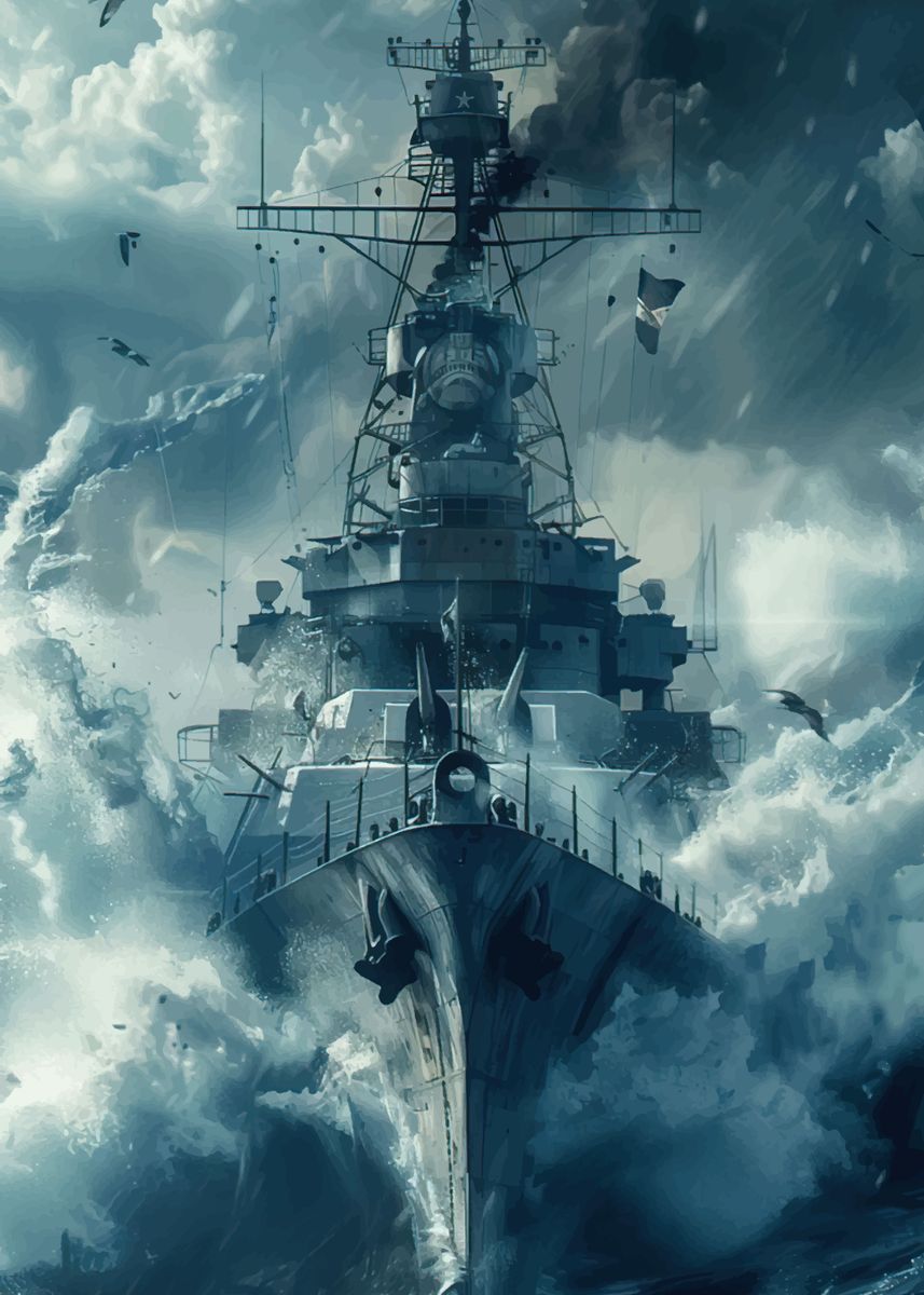 'warship ' Poster, picture, metal print, paint by Aksara Alka R | Displate