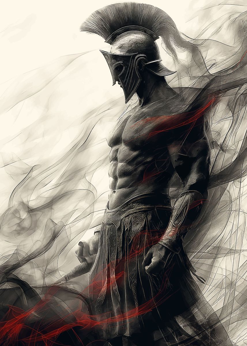 'fierce Spartan warrior' Poster, picture, metal print, paint by Space ...