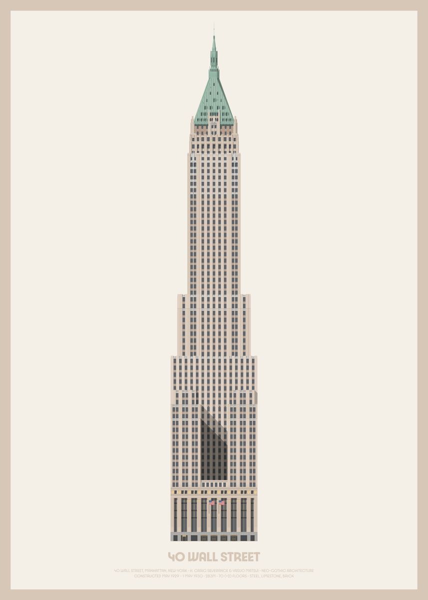 'New York 40 Wall Street' Poster, picture, metal print, paint by aio ...